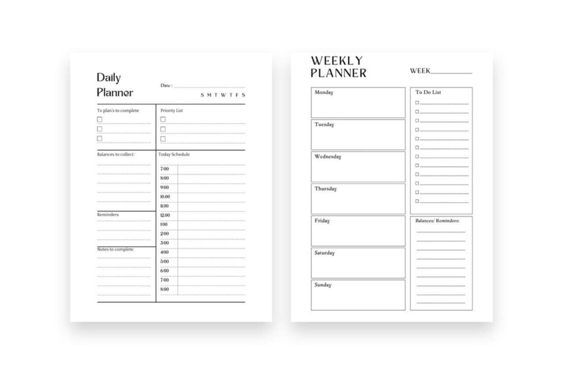 Therapist Undated Daily Planner and Weekly Planning Printable Templates ...