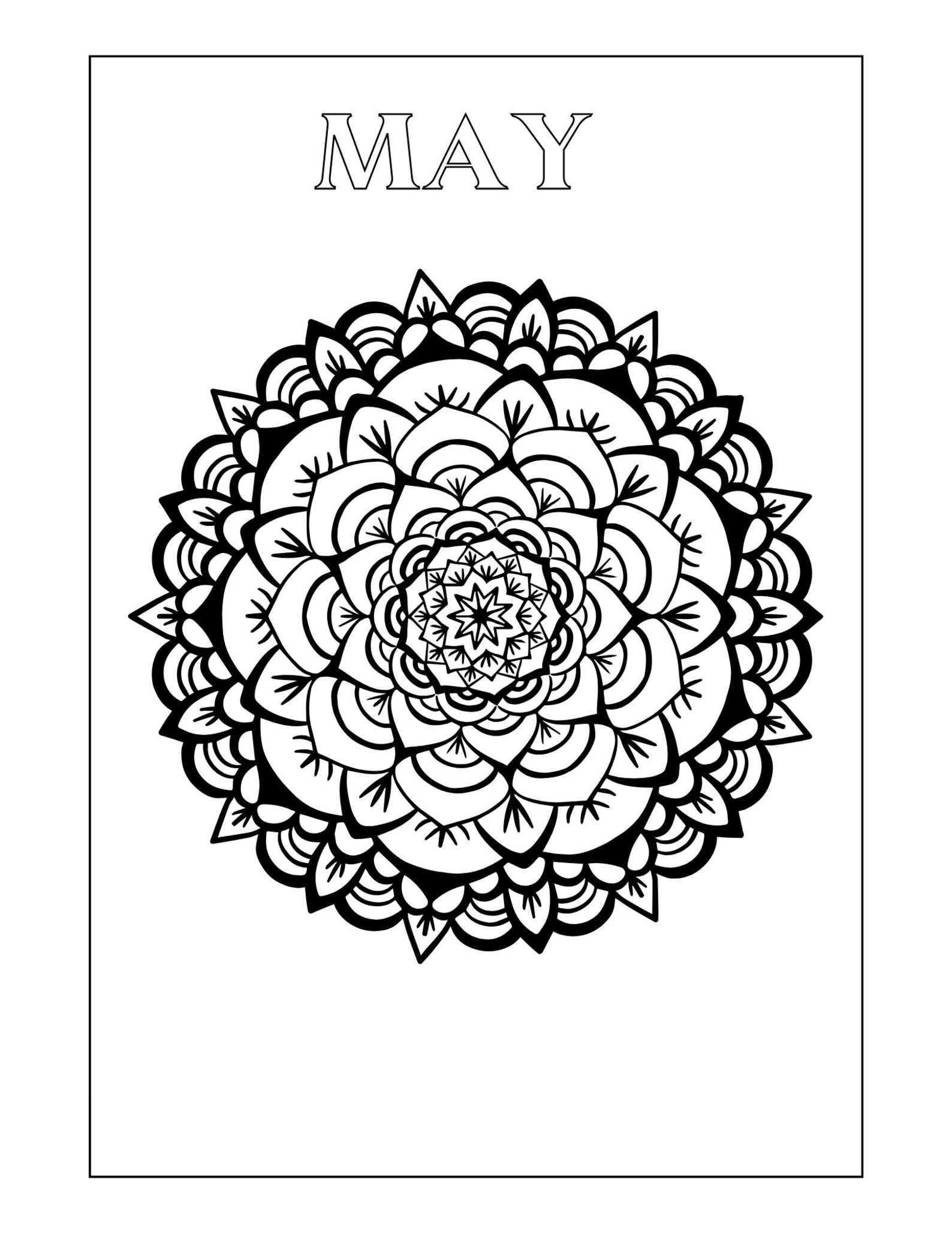 Monthly Mandala Printable Coloring Pages - Etsy
