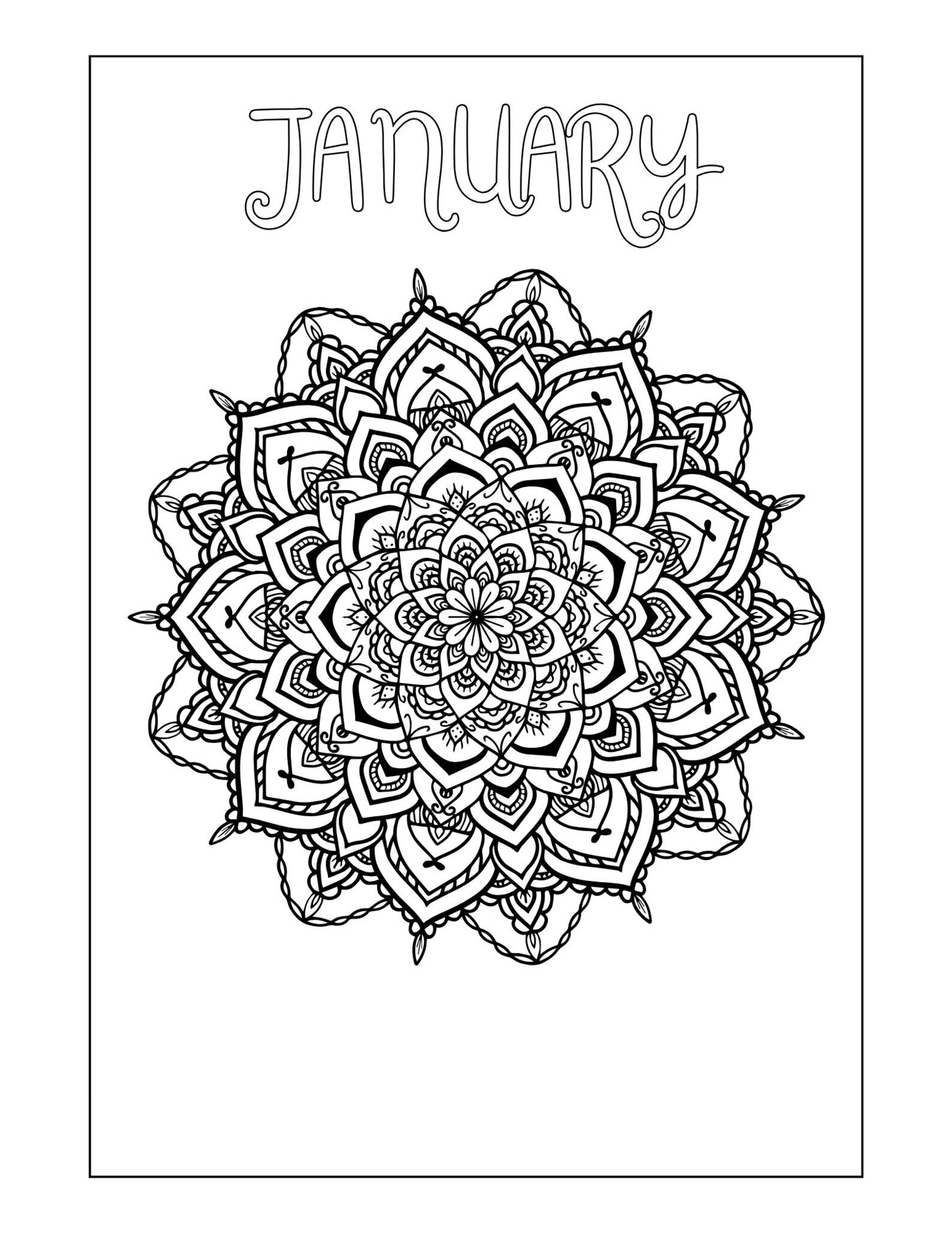 Monthly Mandala Printable Coloring Pages - Etsy