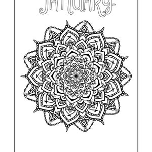 Monthly Mandala Printable Coloring Pages - Etsy