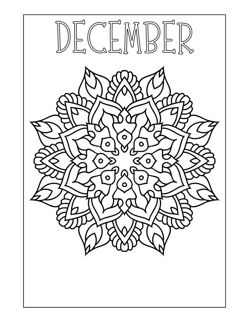 Monthly Mandala Printable Coloring Pages - Etsy