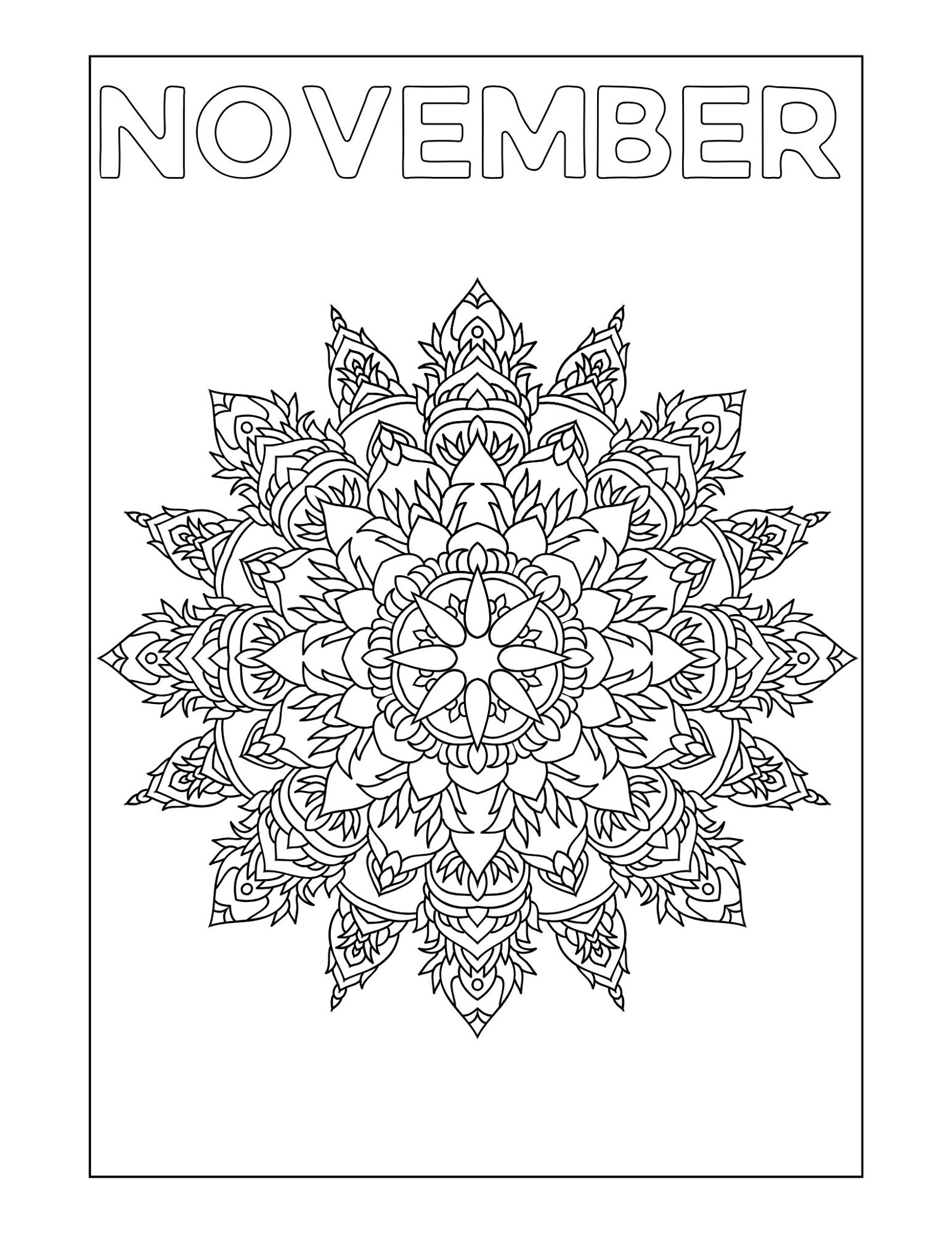 Monthly Mandala Printable Coloring Pages - Etsy