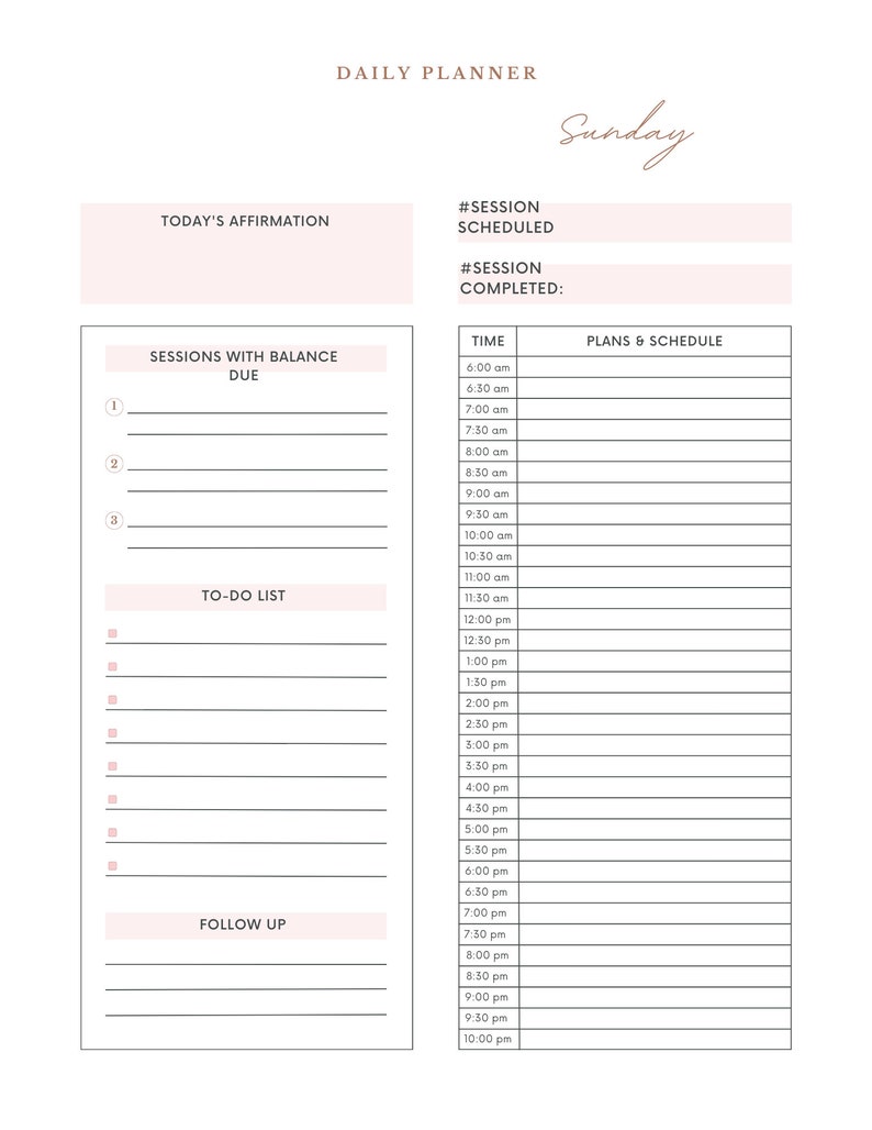 Printable Planner Templates for Therapist Business Owner Templates ...