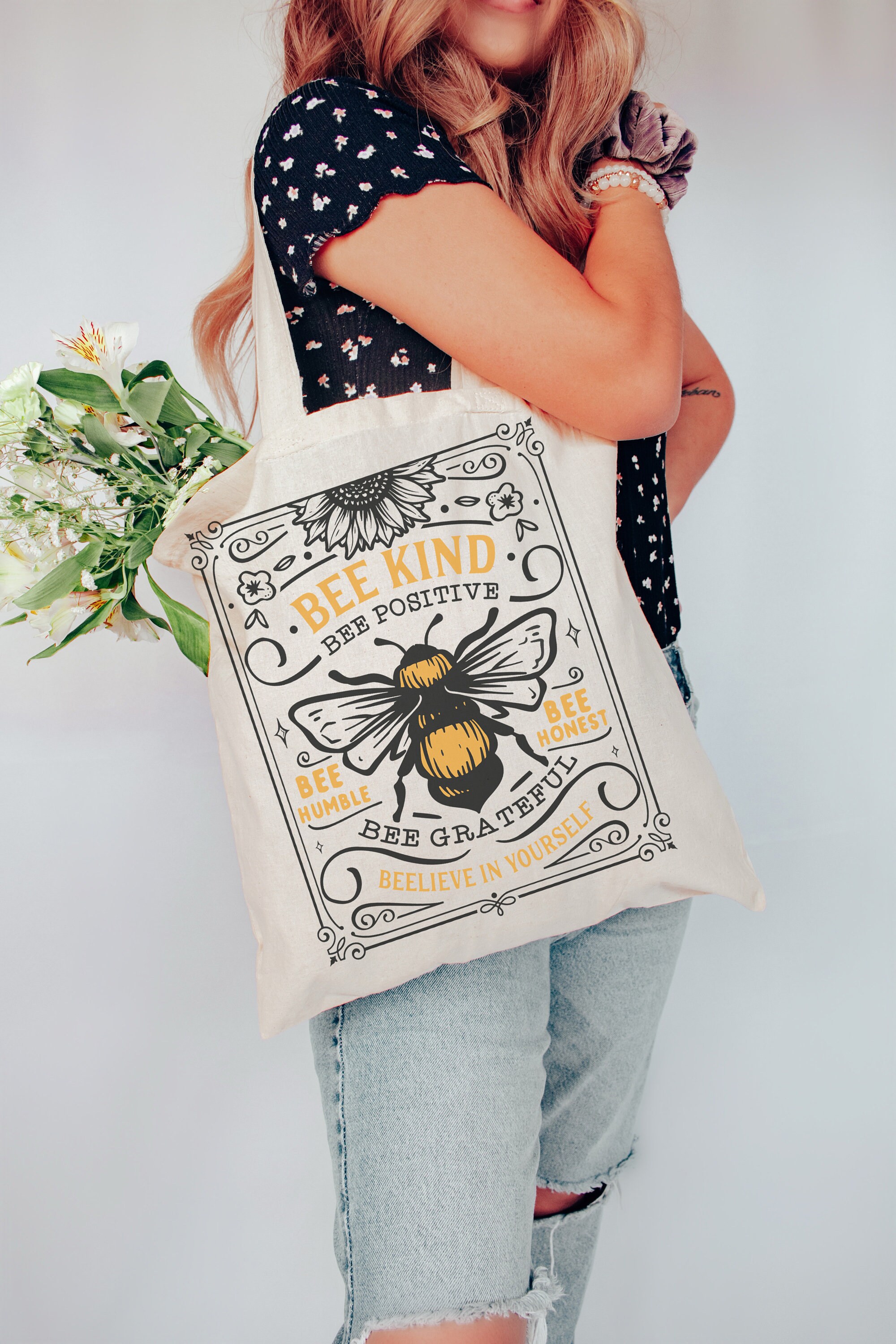 Bee Kind Cute Tote Bag Best Friend Gift Save the Bees Gift for - Etsy