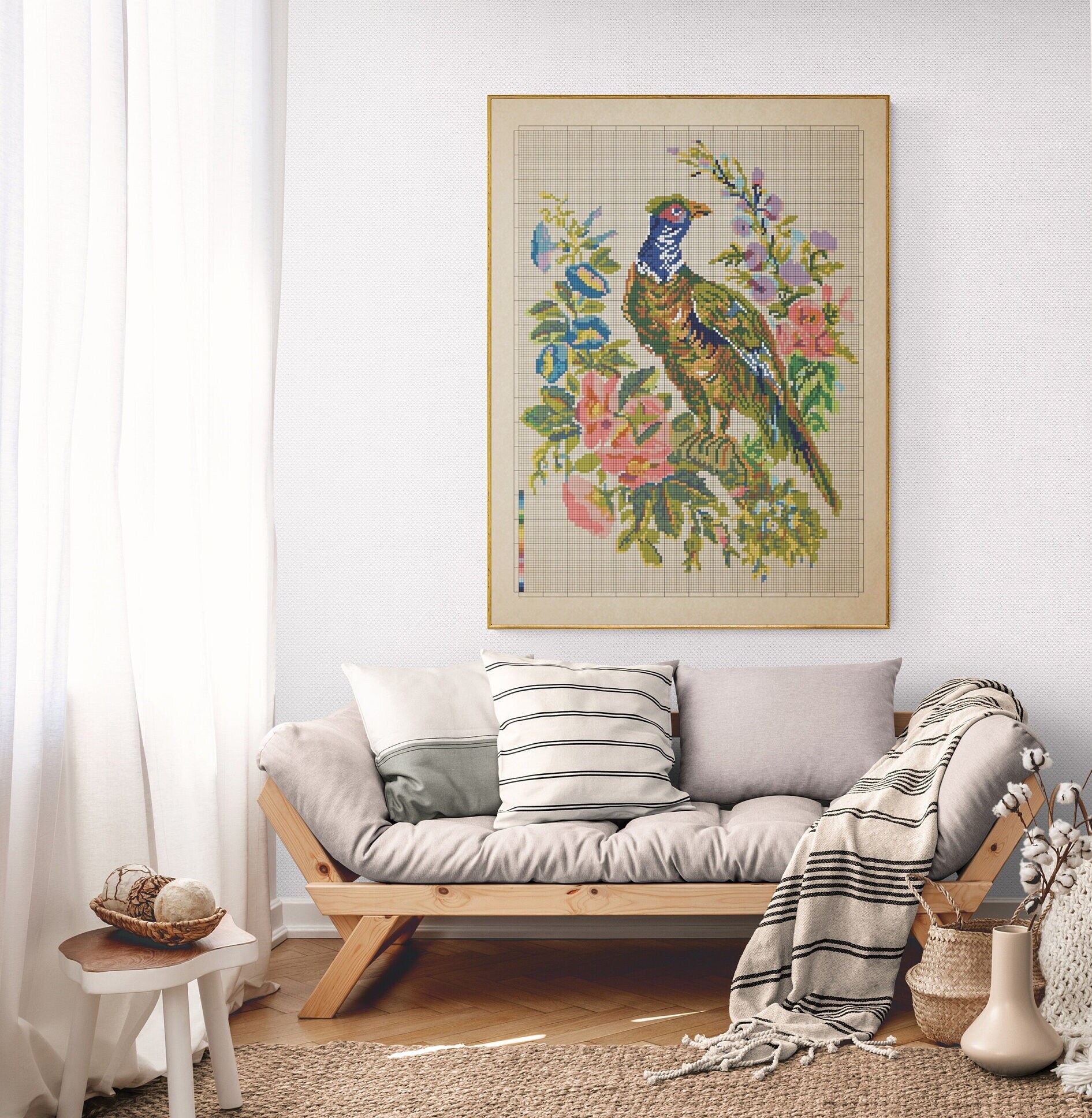 Printable Poster Bird Wall Decor Animal Print Wall Art Embroidery Cross ...