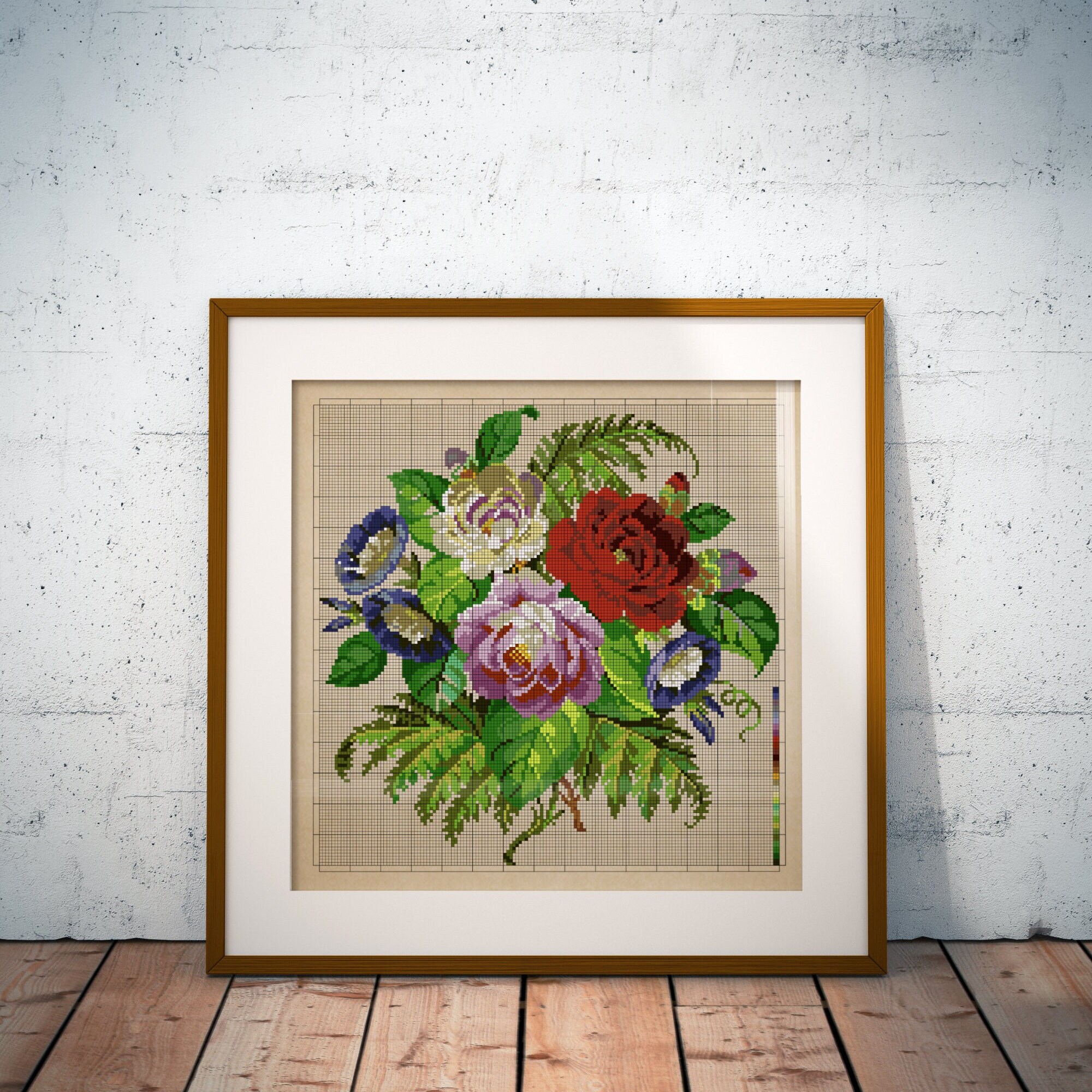Tea Rose Cross Stitch Pattern Printable Poster Wall Art Home Wall Decor ...