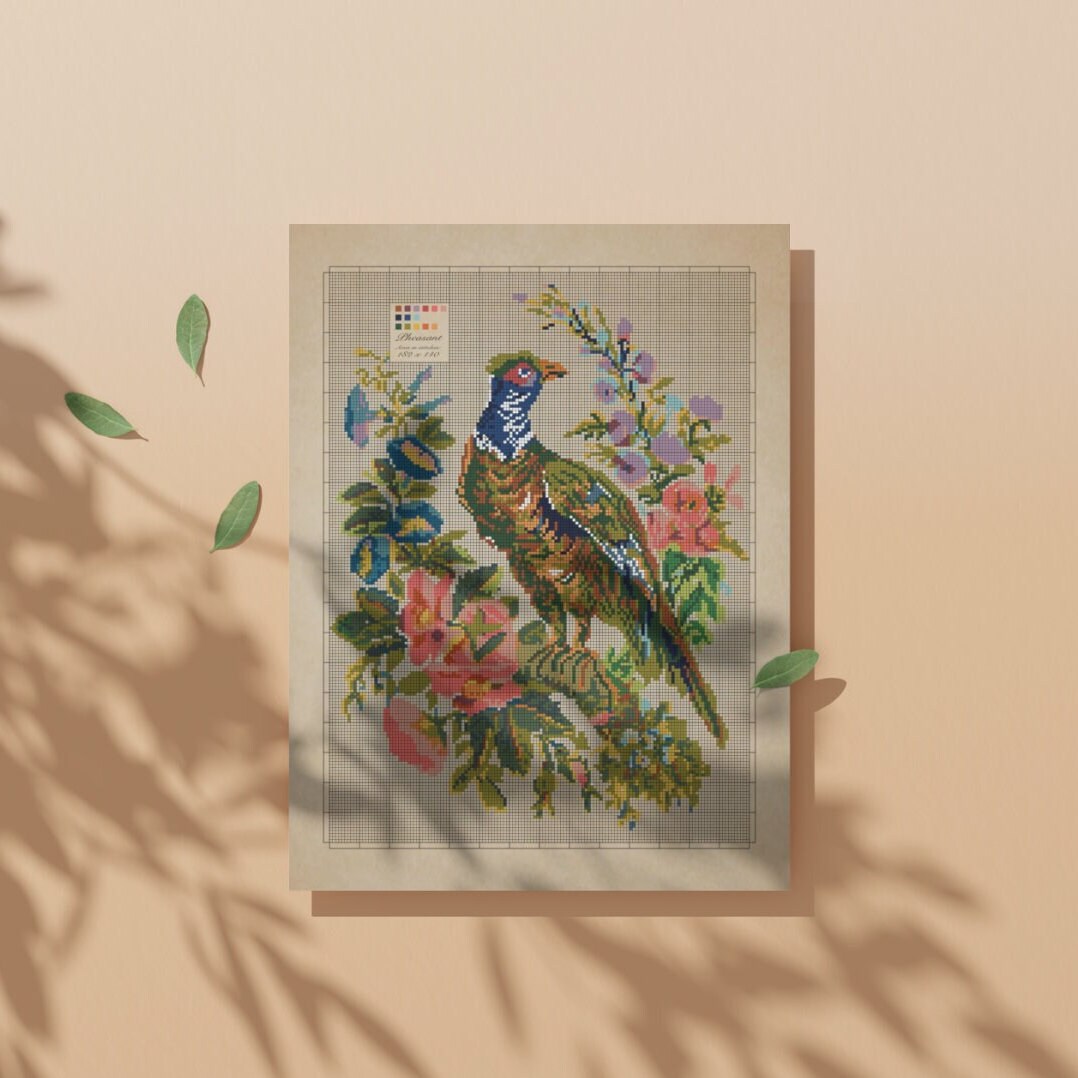 Printable Poster Bird Wall Decor Animal Print Wall Art Embroidery Cross ...