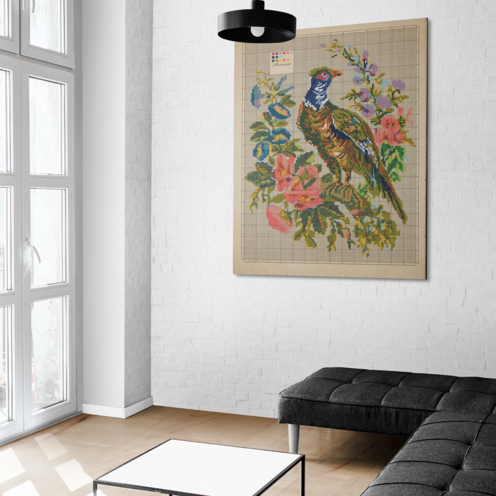 Printable Poster Bird Wall Decor Animal Print Wall Art Embroidery Cross ...