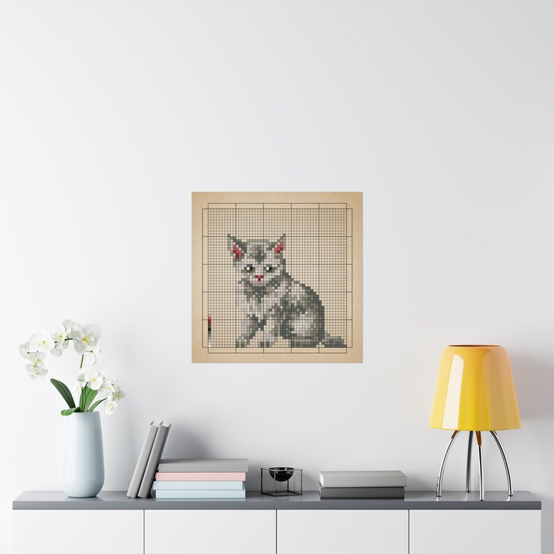 Animal Printable Wall Decor Cat Print Original Gift Wall Art Embroidery ...