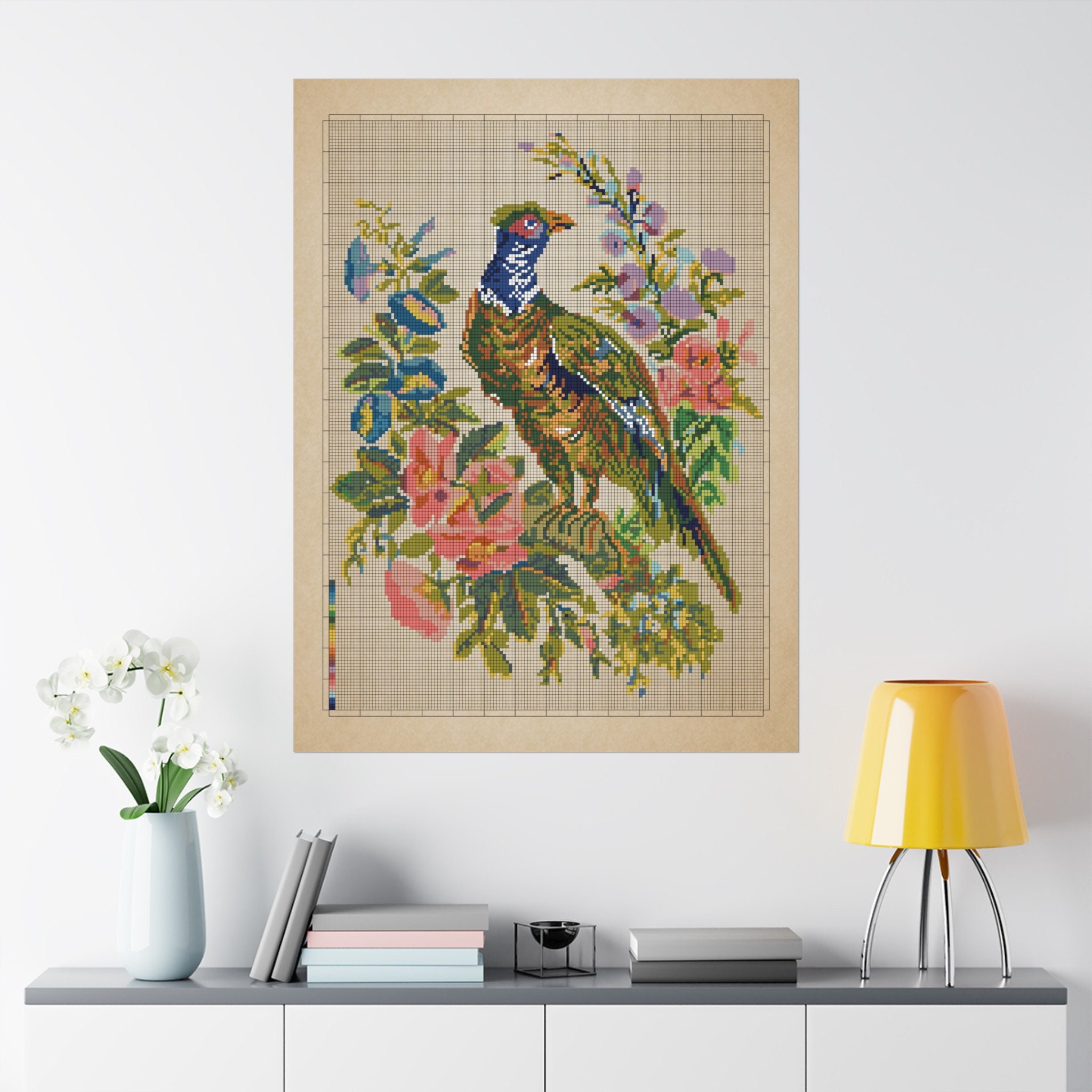 Printable Poster Bird Wall Decor Animal Print Wall Art Embroidery Cross ...