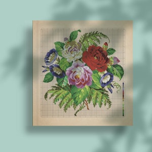 Tea Rose Cross Stitch Pattern Printable Poster Wall Art Home Wall Decor ...