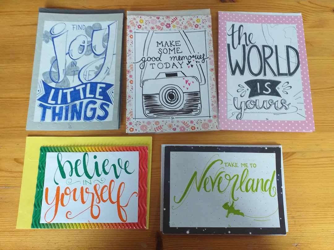5 Very Special Hand Lettered Cards With Envelopes - Etsy