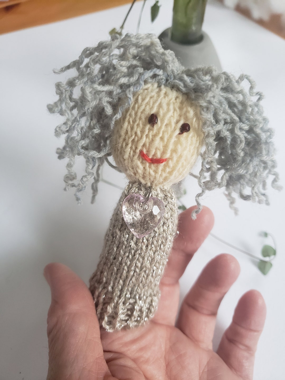 Finger Puppet Grandma Heart Hand Knitted - Etsy