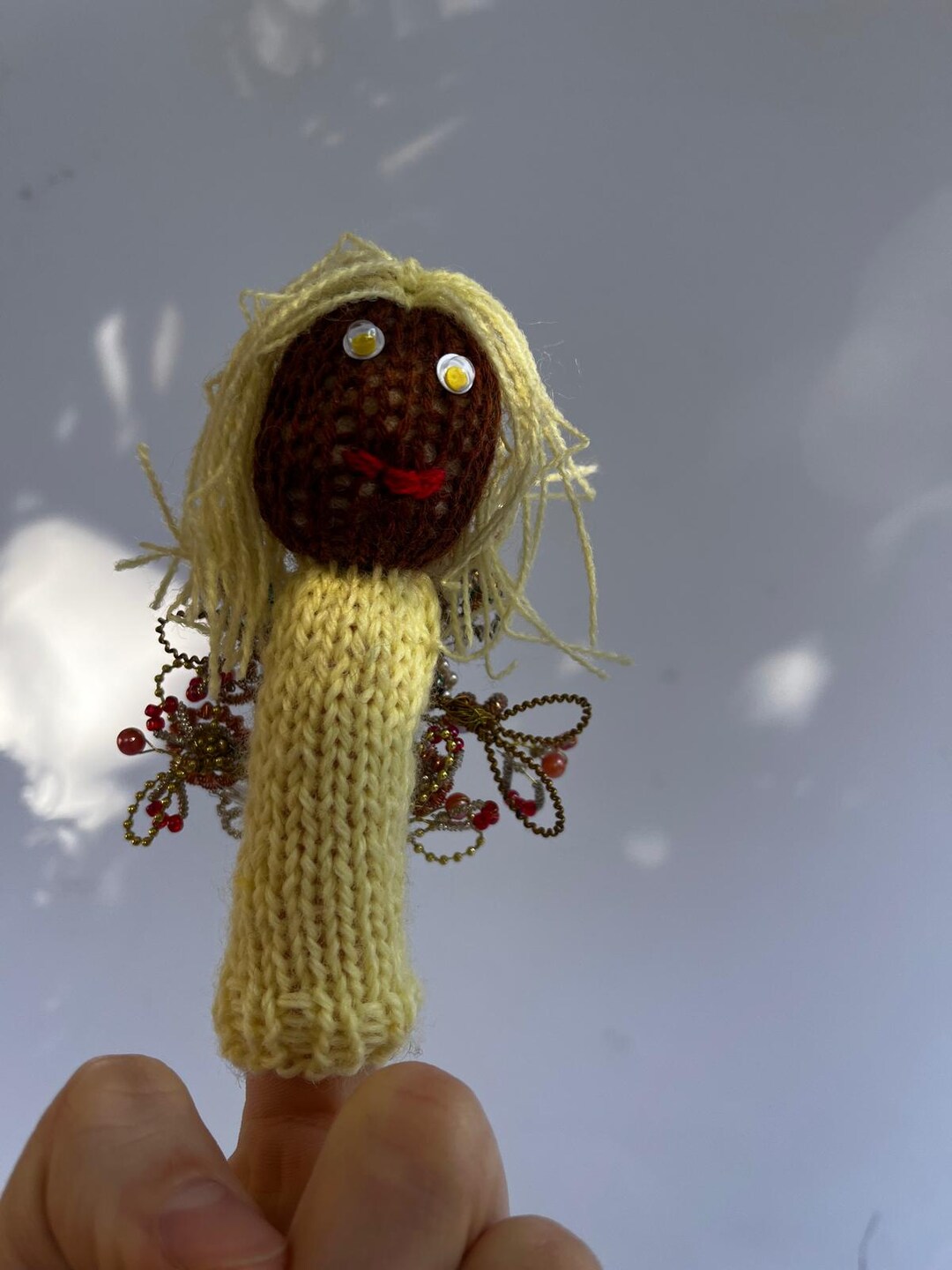 Finger Puppet Yellow Angel Hand-knitted - Etsy