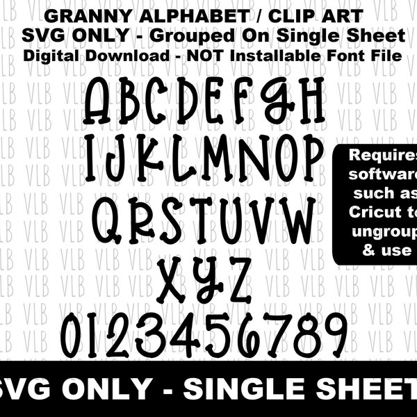 Granny Letters Svg - Etsy