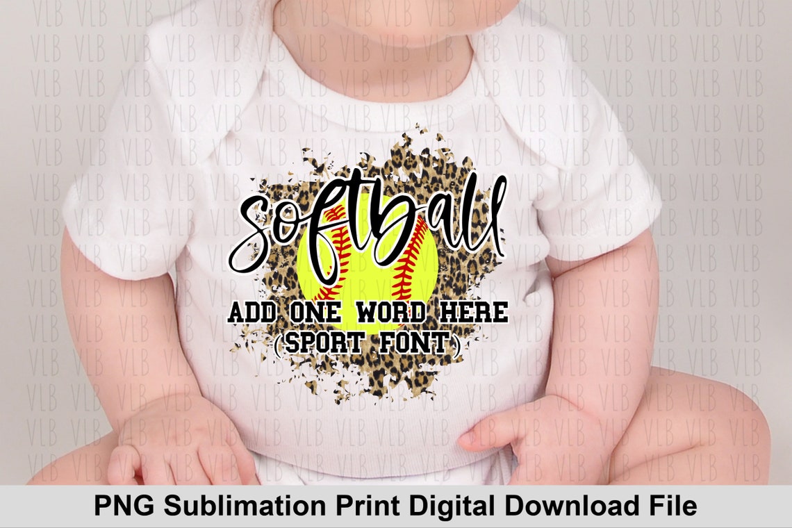 CUSTOM SOFTBALL Design on Cheetah Background Add ONE Word - Etsy