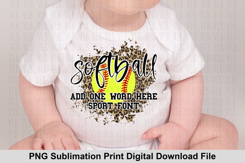CUSTOM SOFTBALL Design on Cheetah Background Add ONE Word - Etsy