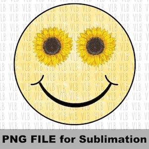 SUNFLOWER HAPPY Face Smiley Face Sublimation Png - Sunflower Clip Art ...