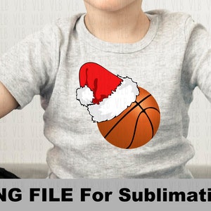 BASKETBALL and SANTA HAT Png File for Sublimation, Christmas Sports ...