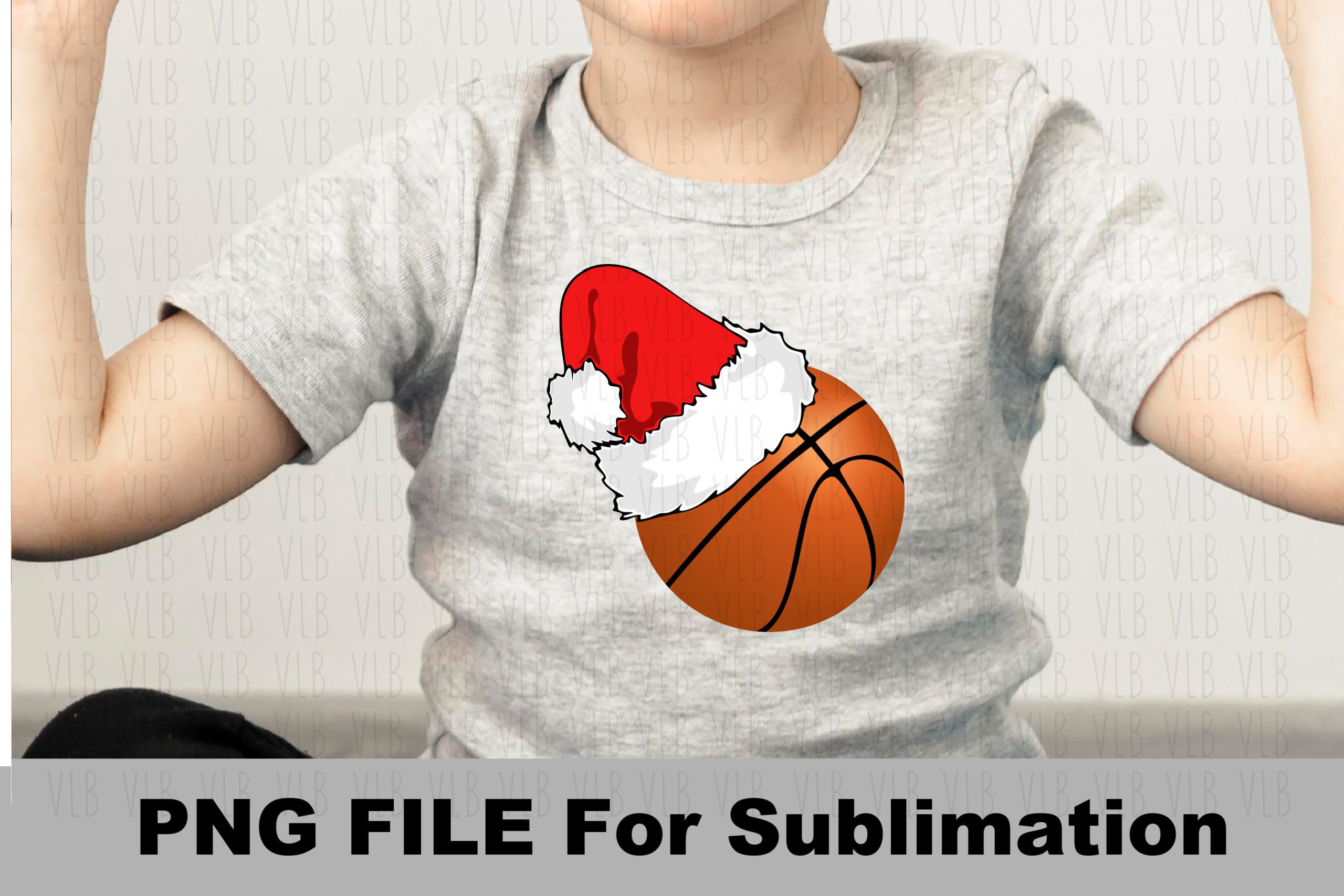 BASKETBALL and SANTA HAT Png File for Sublimation, Christmas Sports ...