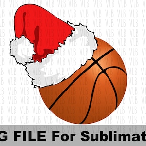 BASKETBALL and SANTA HAT Png File for Sublimation, Christmas Sports ...