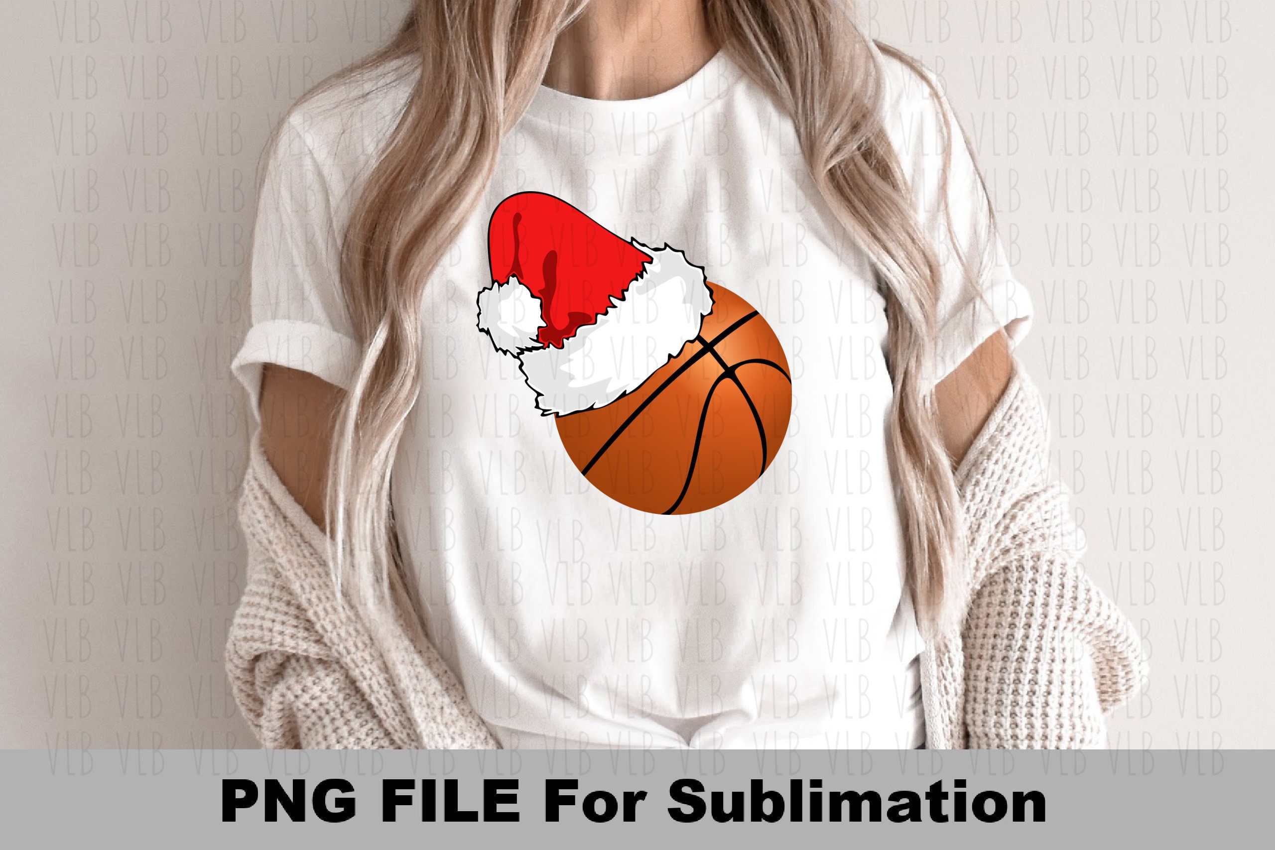 BASKETBALL and SANTA HAT Png File for Sublimation, Christmas Sports ...