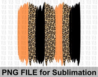Orange & Black Leopard Brushstroke PNG Sublimation Brush - Etsy
