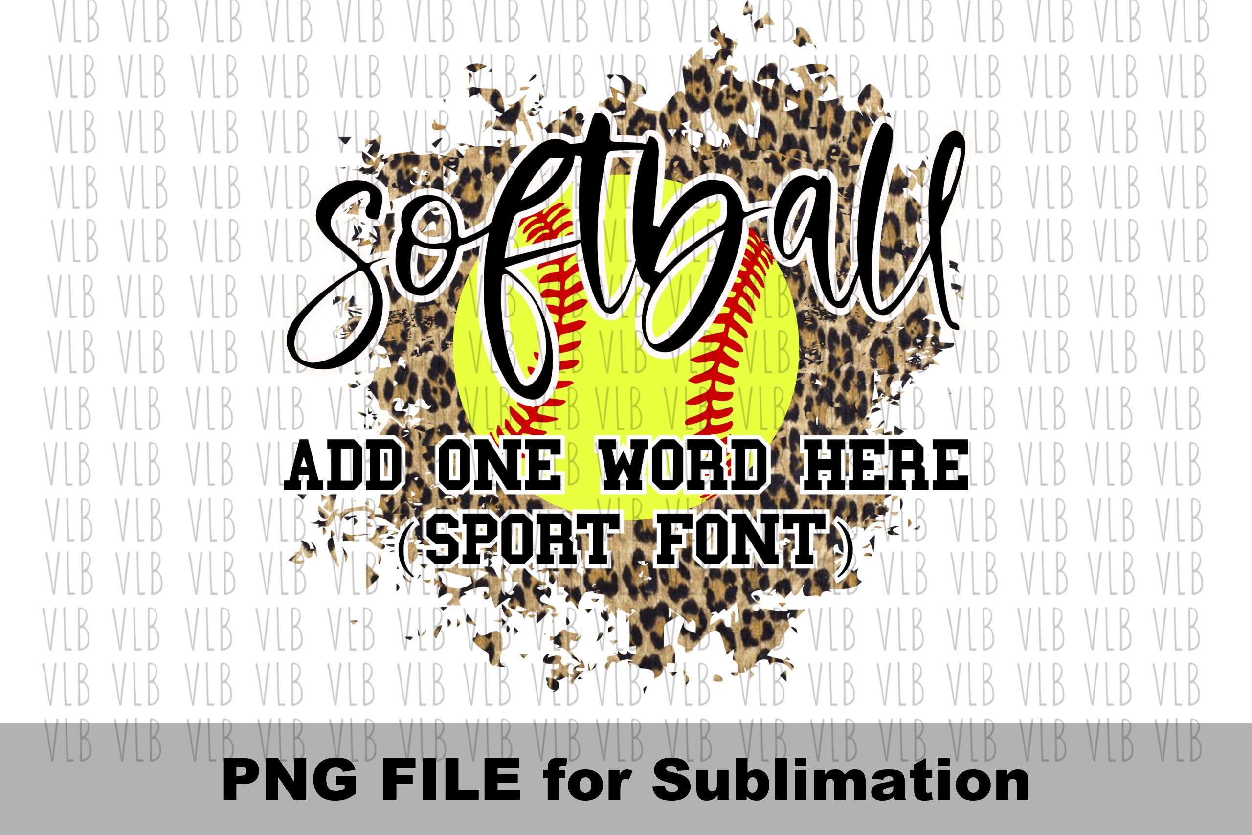 CUSTOM SOFTBALL Design on Cheetah Background Add ONE Word - Etsy