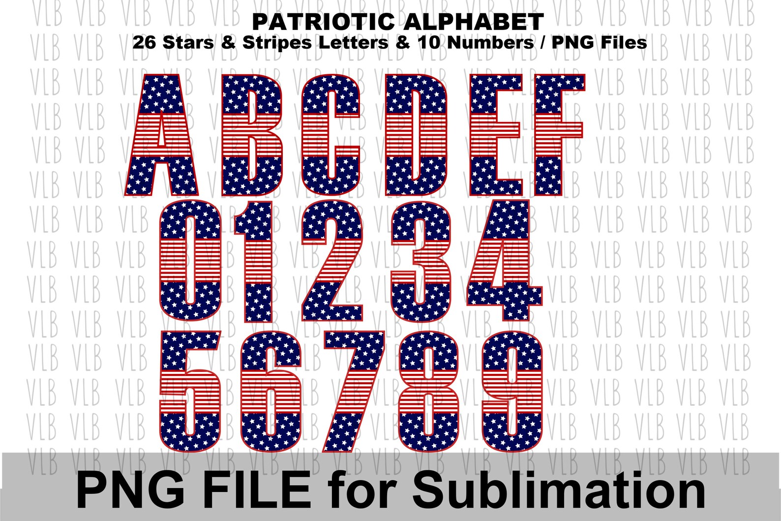 PATRIOTIC ALPHABET and Numbers Stars and Stripes Letters Png - Etsy