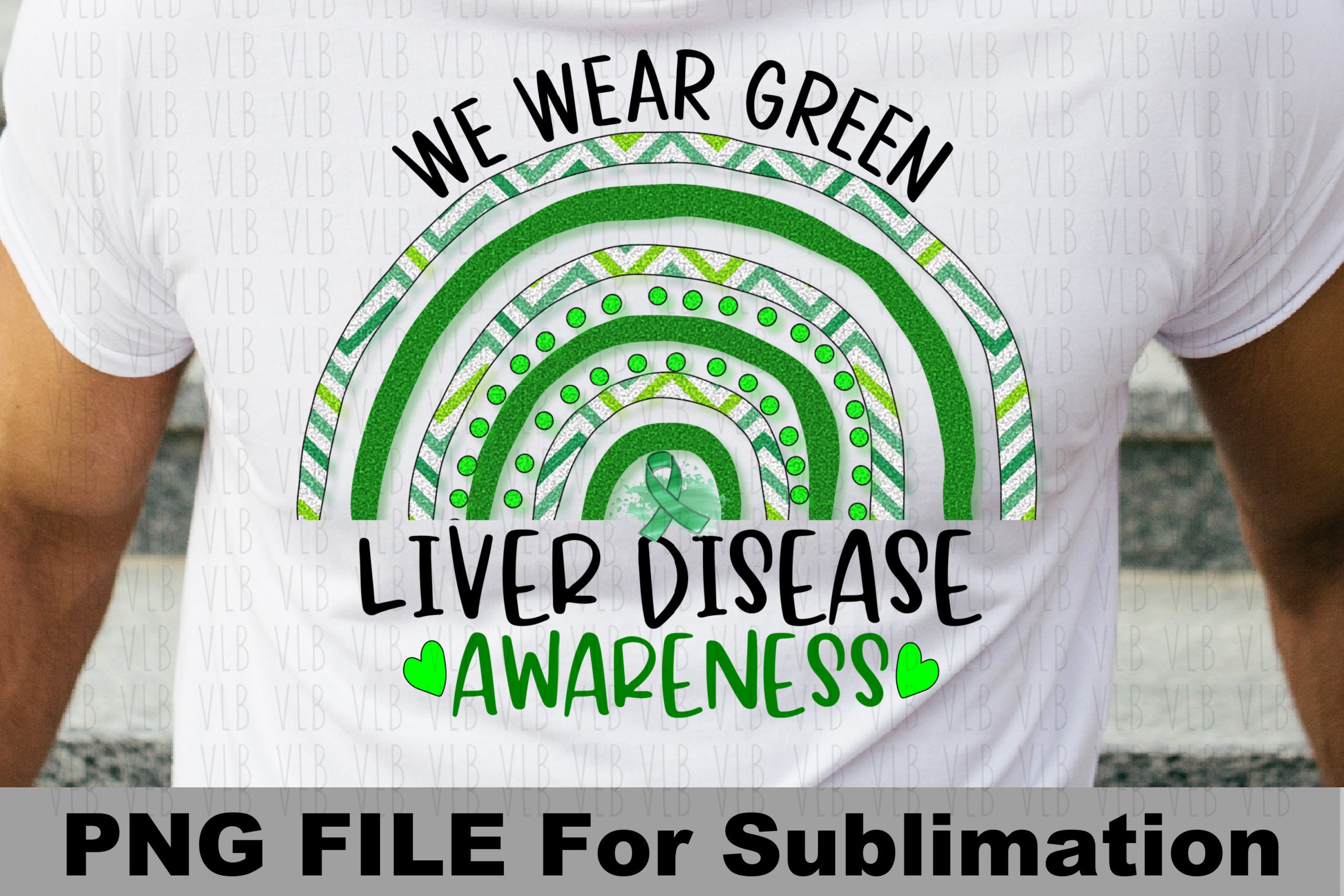 WE WEAR GREEN Liver Disease Awareness Boho Rainbow Clipart - Etsy