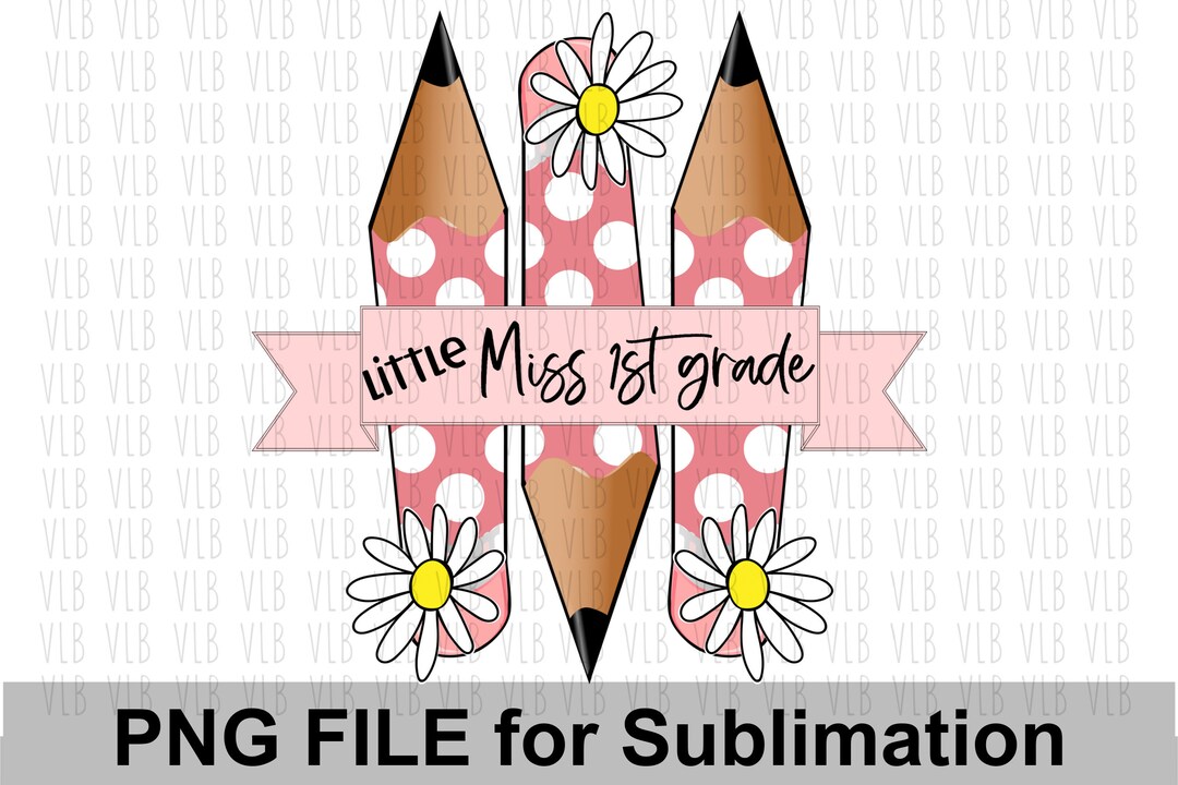 LITTLE MISS 1st GRADE Back to School Png - Pink and White Polka Dots ...