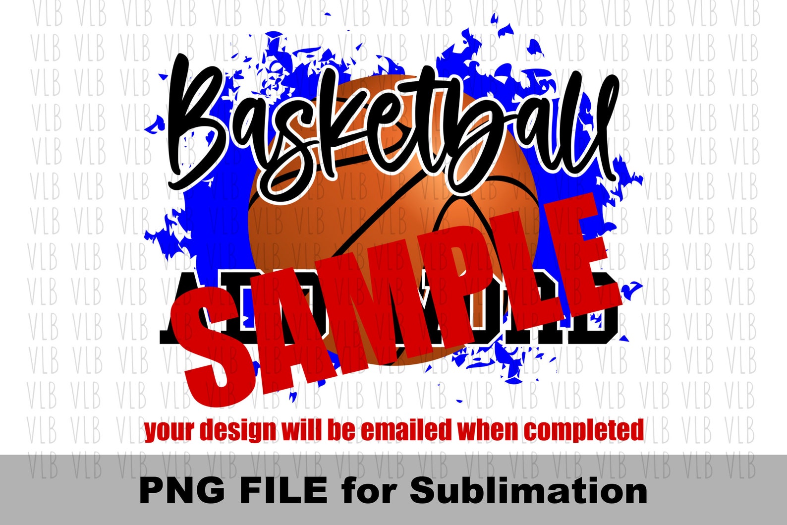 CUSTOM BASKETBALL Design on Royal Blue Background - Add ONE Word Png ...