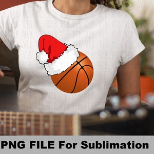BASKETBALL and SANTA HAT Png File for Sublimation, Christmas Sports ...