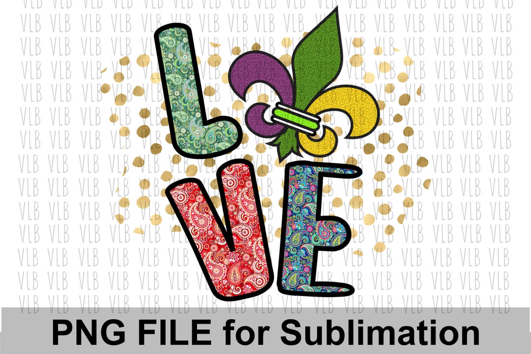 LOVE Png File for Sublimation Fleur De Lis Design With Gold - Etsy