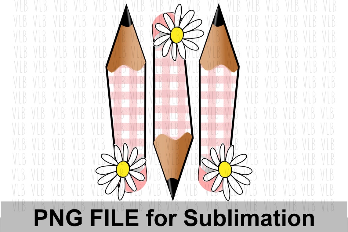 PENCIL TRIO Back to School Png File Daisy and Pencil - Etsy