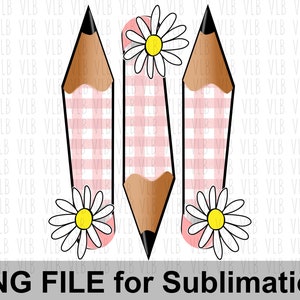 PENCIL TRIO Back to School Png File - Daisy and Pencil Clipart, Pink ...