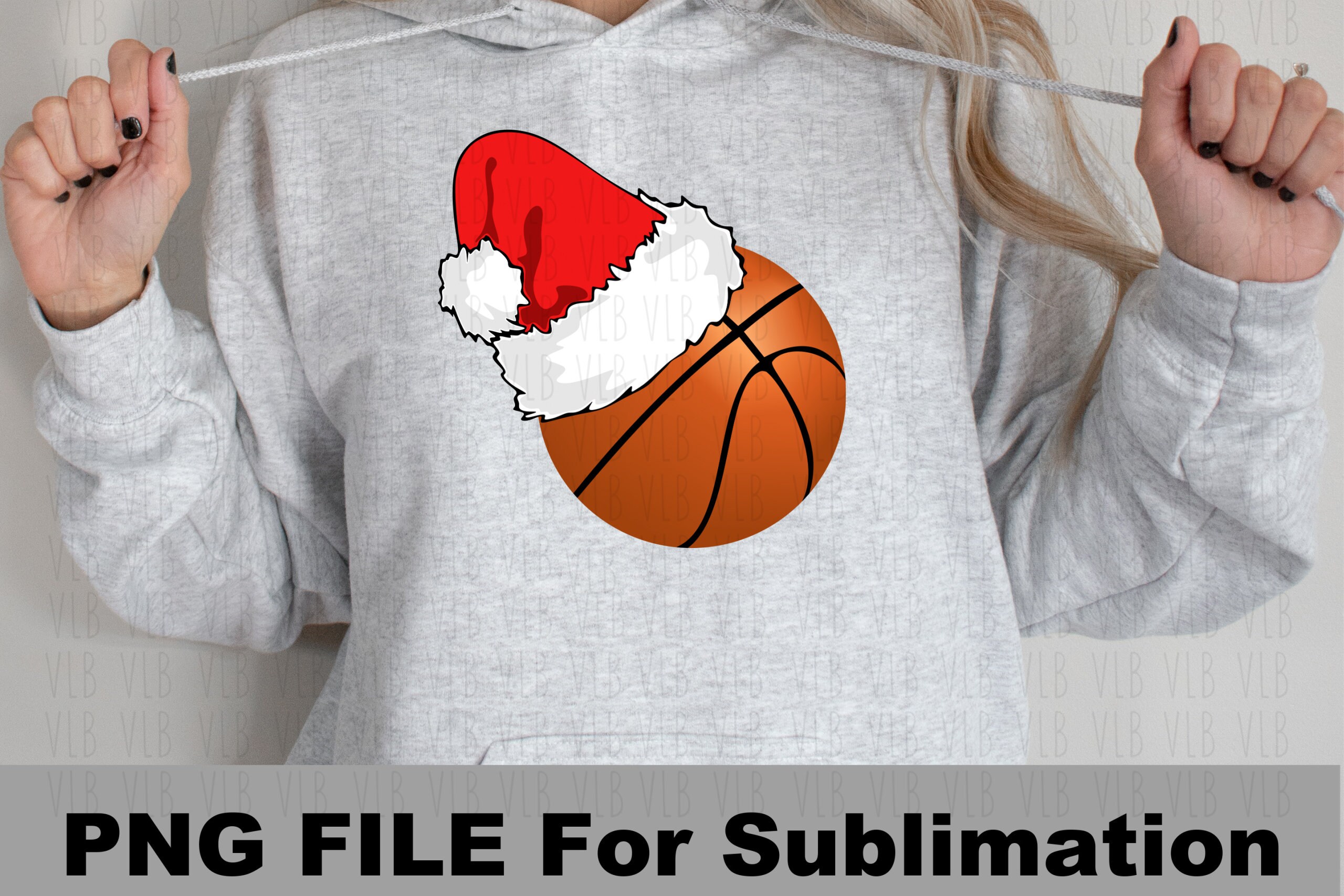 BASKETBALL and SANTA HAT Png File for Sublimation, Christmas Sports ...