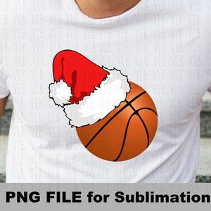 BASKETBALL and SANTA HAT Png File for Sublimation, Christmas Sports ...