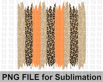 Brushstrokes Background Clipart, Leopard Sublimation PNG, Teal and Gold ...