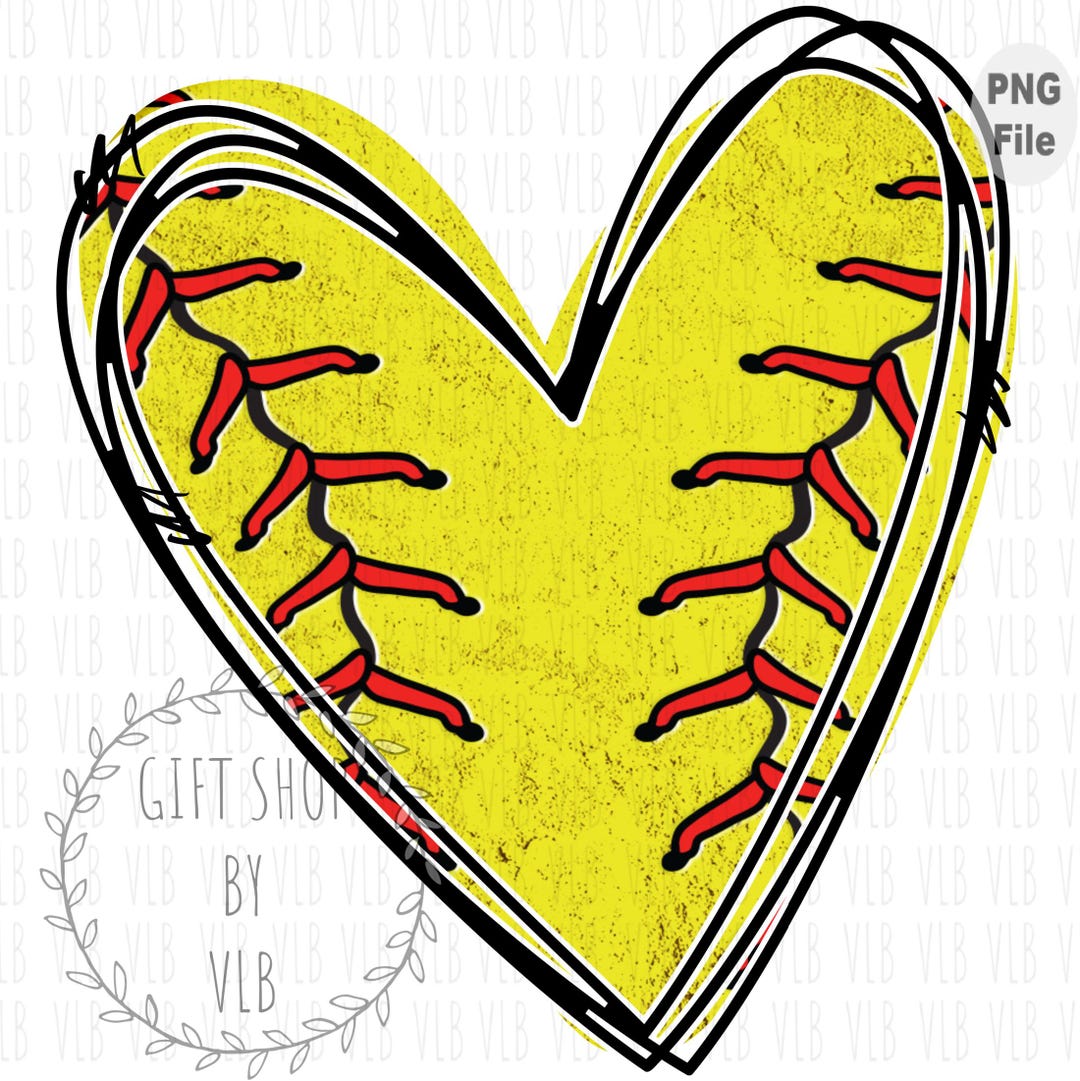 SOFTBALL HEART PNG - Softball Clipart, Sports Design Sublimation ...
