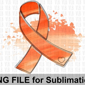 ORANGE AWARENESS RIBBON With Little Heart Png File, Multiple Sclerosis ...