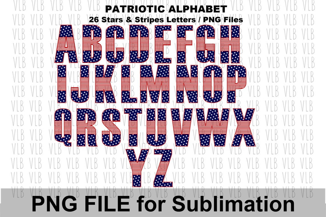 PATRIOTIC ALPHABET and Numbers Stars and Stripes Letters Png - Etsy
