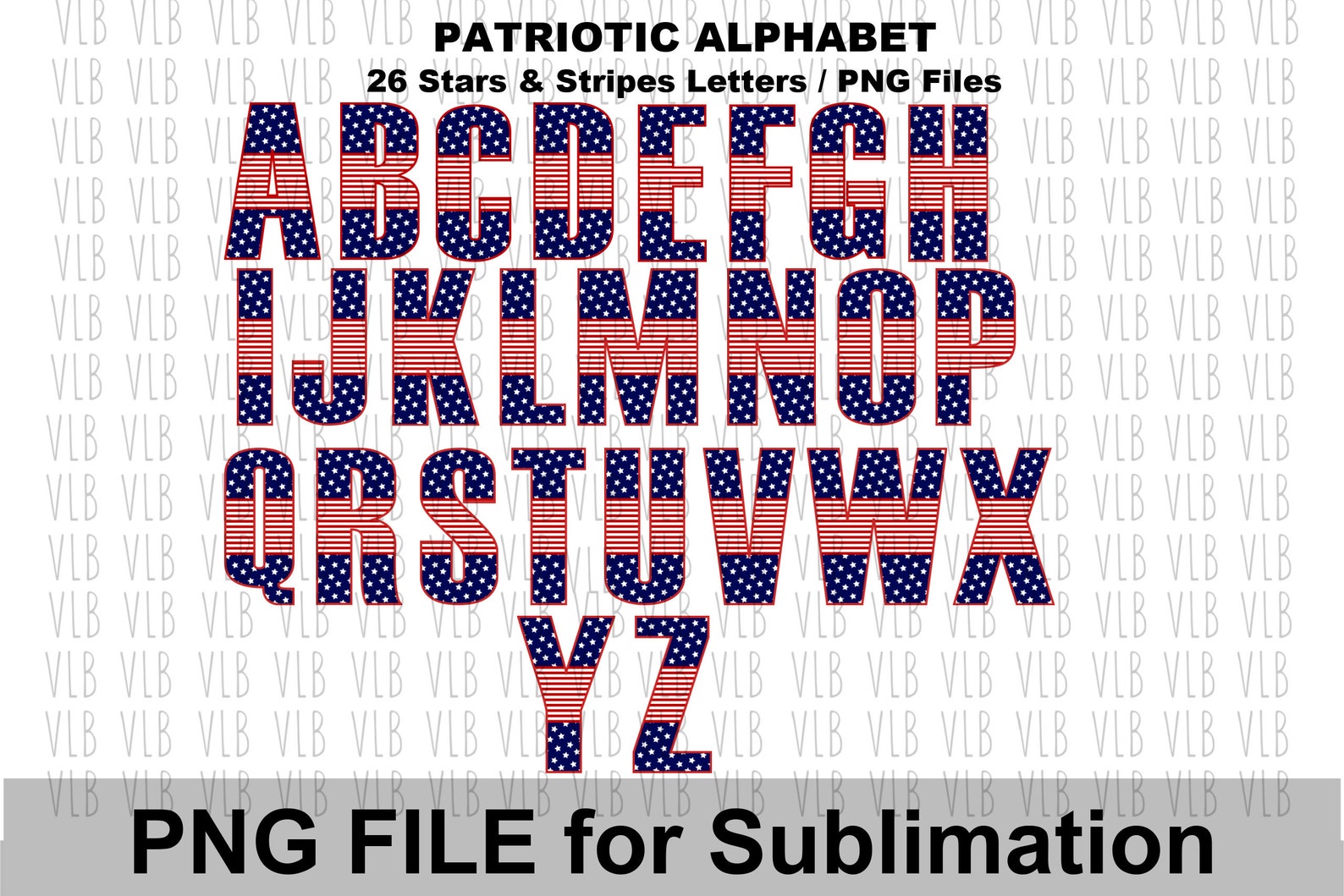 PATRIOTIC ALPHABET and Numbers Stars and Stripes Letters Png | Etsy