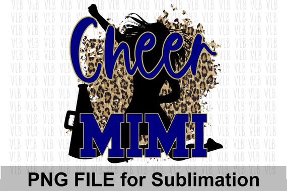 CHEER MIMI on Cheetah Png File Gold and Navy DIY Sports - Etsy
