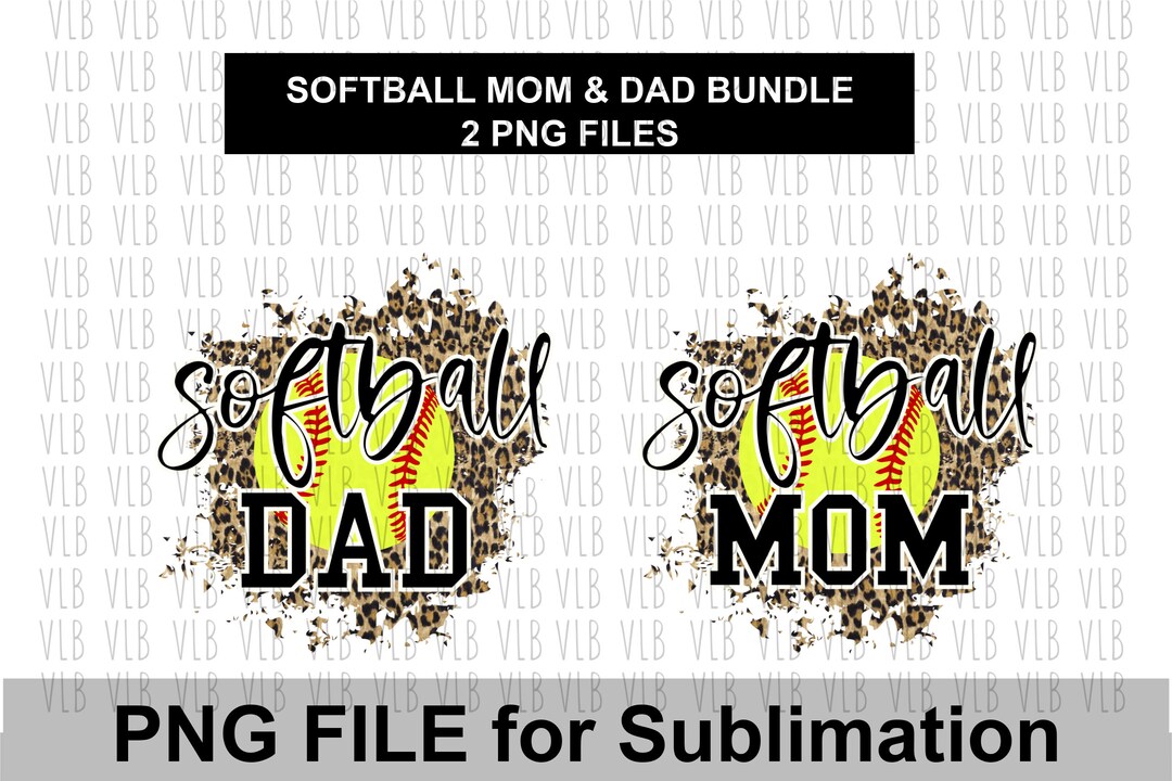 BUNDLE SOFTBALL MOM and Softball Dad on Cheetah Png File for ...