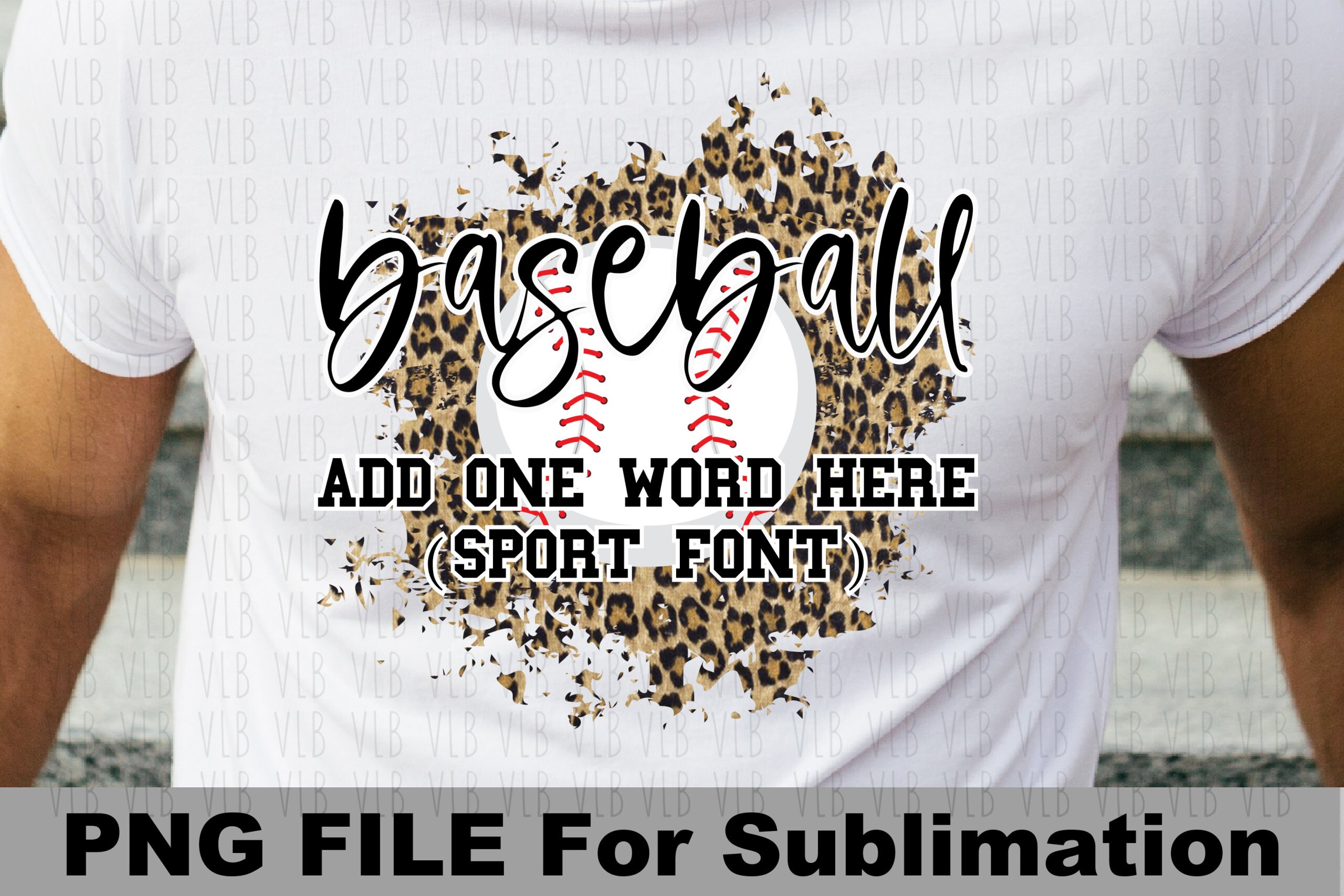 CUSTOM BASEBALL Design on Cheetah Background - Add ONE Word Png File ...