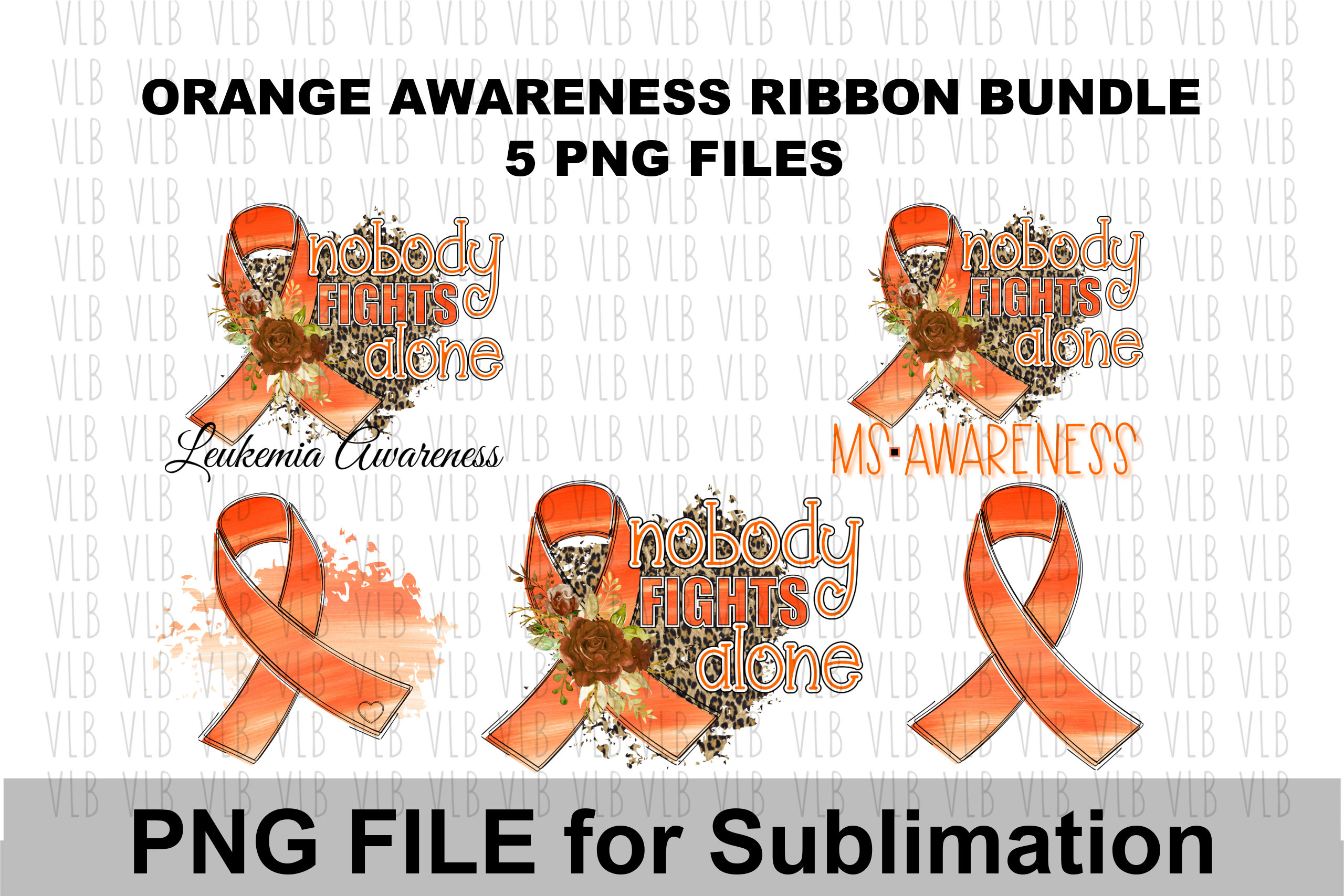 ORANGE AWARENESS RIBBON Bundle 5 Png Files Agent Orange - Etsy