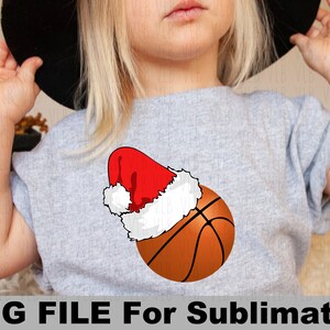 BASKETBALL and SANTA HAT Png File for Sublimation, Christmas Sports ...