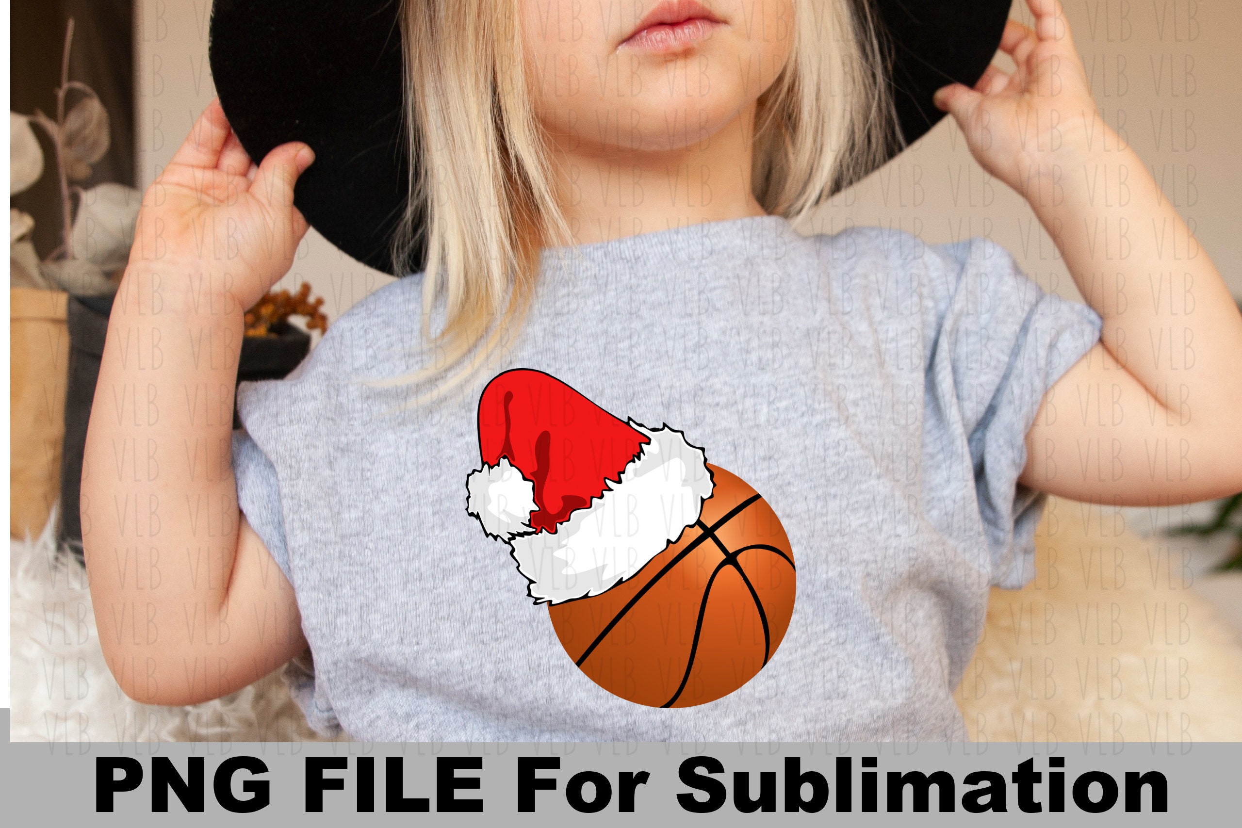 BASKETBALL and SANTA HAT Png File for Sublimation, Christmas Sports ...