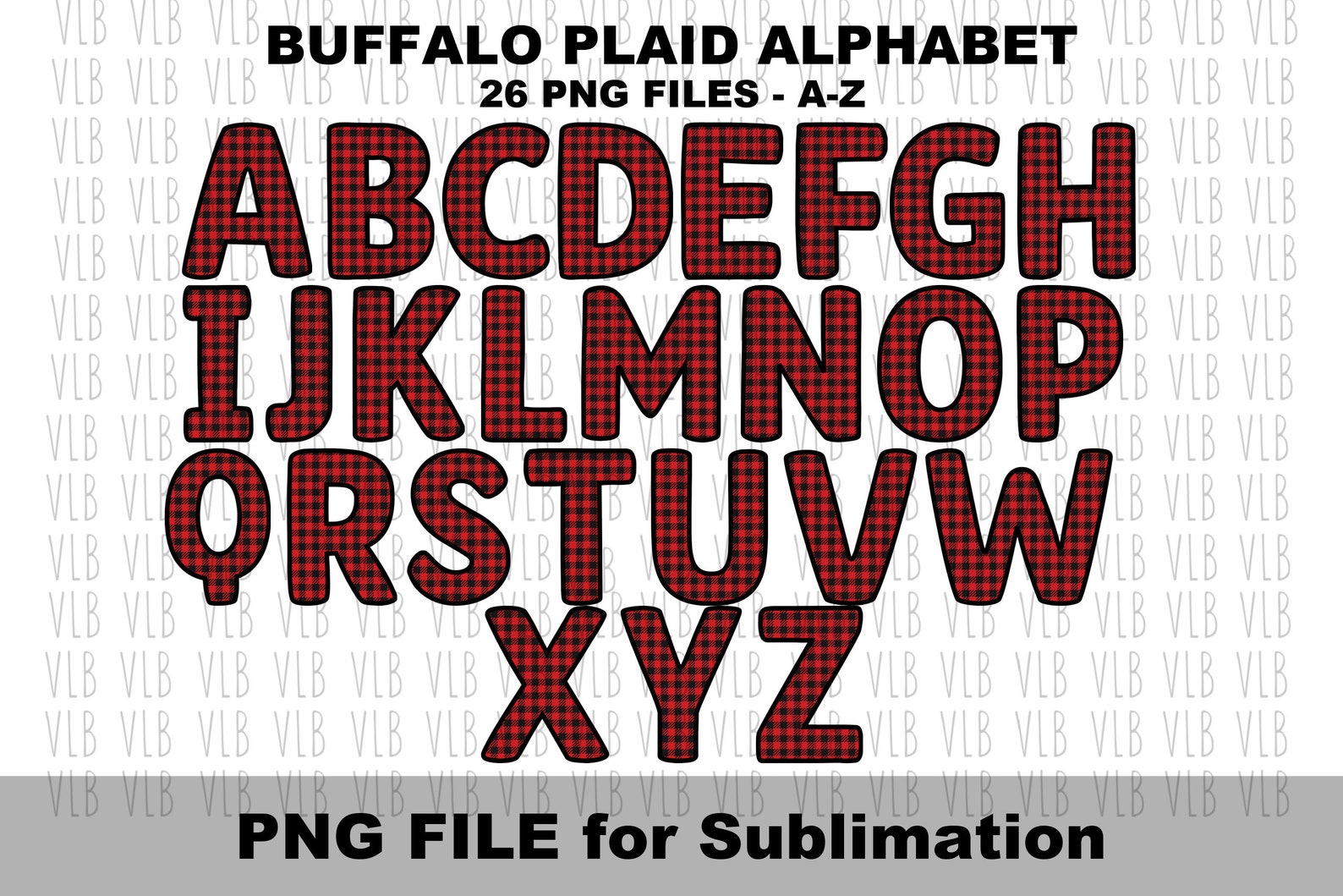 BUFFALO PLAID ALPHABET Png Files for Sublimation Word Clip | Etsy